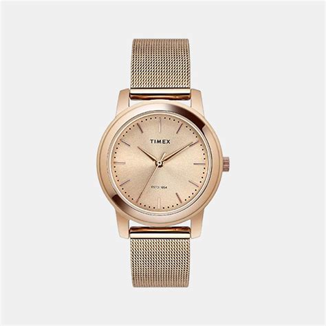 Fashion Women Quartz Rose Gold Dial Analog Stainless Steel Watch Tw000