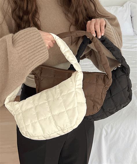 끌렌느 3color 퀼팅 패딩 미니 구름백 숄더백