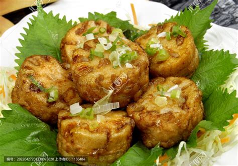 鹅肝酱煎酿藕饼中国菜系食品餐饮摄影素材汇图网