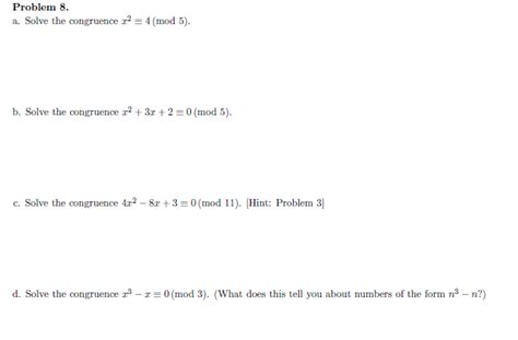 Solved Problem 8 A Solve The Congruence 24 Mod 5 B