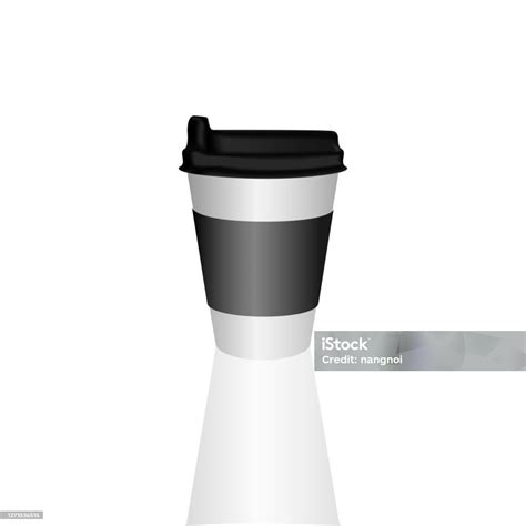 테이크 아웃 핫 커피 컵 뜨거운 녹차 라떼 핫 라떼 커피 또는 흰색 배경에 검은 소매와 뚜껑과 그림자 흰색 종이 컵카푸치노 같은 뜨거운 음료의 어떤 종류가 될 수 있습니다