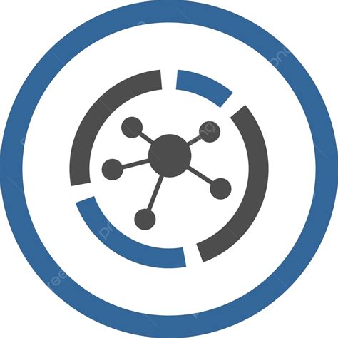Rounded Vector Icon Depicting A Flat Cobalt And Gray Color Connections