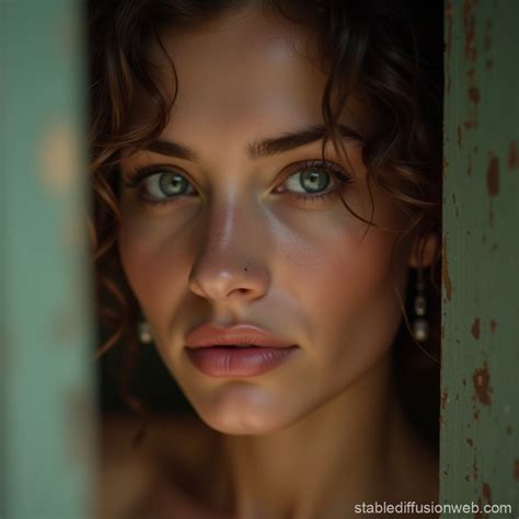 Une Jeune Femme De 25 Ans Sensuelle Avec Les Yeux Verts Qui Regarde Par