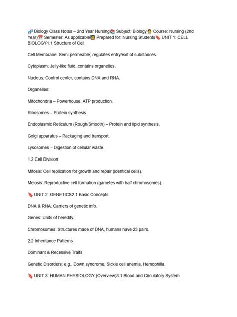 Unit 1 Cell Biology 1 Pdf Cell Biology Genetics
