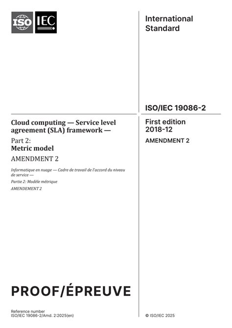 ISO IEC 19086 2 2018 PRF Amd 2 Cloud Computing Service Level Agreement SLA Framework Part 2