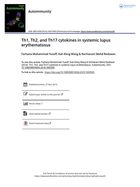 Th1 Th2 And Th17 Cytokines In Systemic L Pdf T Helper Cell