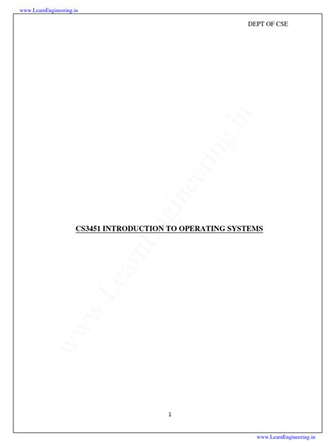 Cs3451 Operating System 01 By Pdf