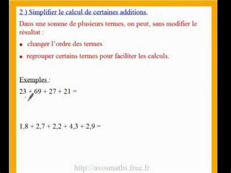 ème cours de maths pour calculer astucieusement une suite d additions