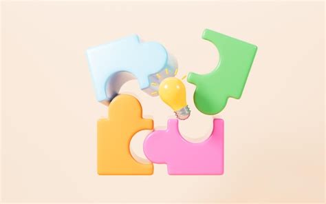 Puzzle는 협력과 팀워크 파트너십 및 브레인 스토밍을 연결하는 3d 렌더링입니다 프리미엄 사진