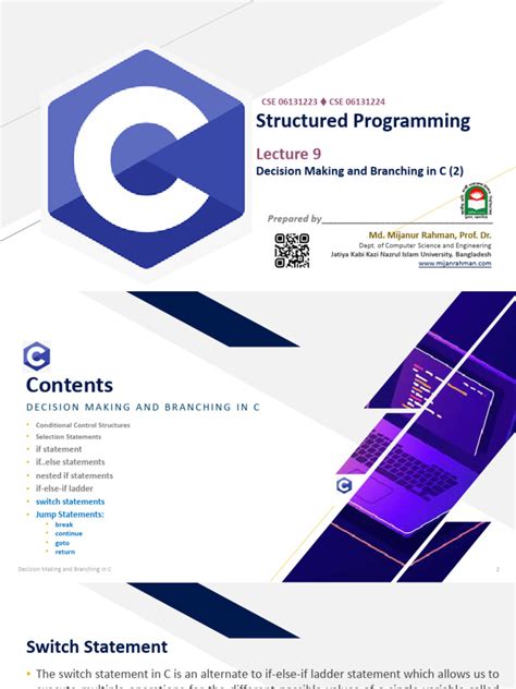 Lecture-SP09-Decision-Making-and-Branching-2 | PDF | Control Flow | Computer Programming