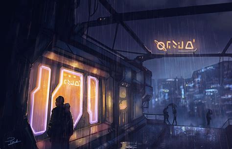 Raining By Powl96 On Deviantart Futuristic City Cyberpunk Art