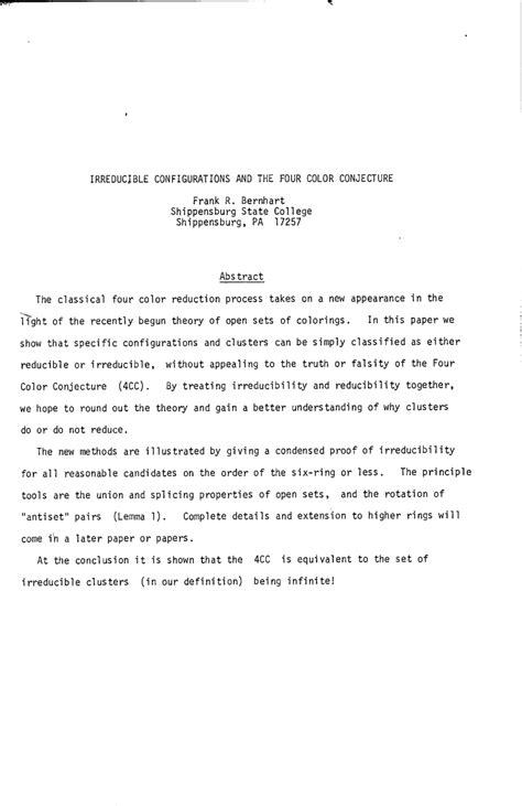 Pdf Irreducible Configurations And The Four Color Conjecture