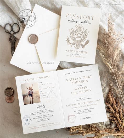 Passport Wedding Invitation Template Instant Download Destination