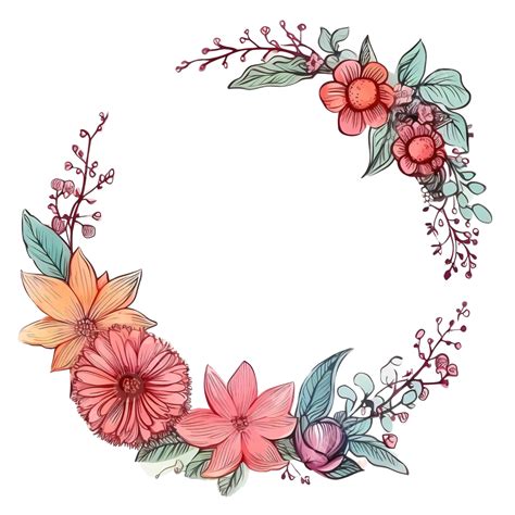 꽃 클립 아트와 원형 프레임 장식 요소 액자 둥근 장식 Png 일러스트 및 이미지 에 대한 무료 다운로드 Pngtree