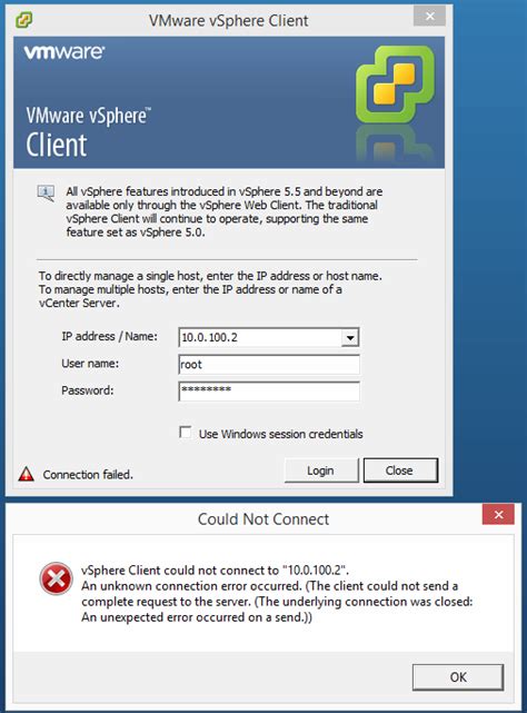 cannot logon to esxi with vsphere client vmware vsphere