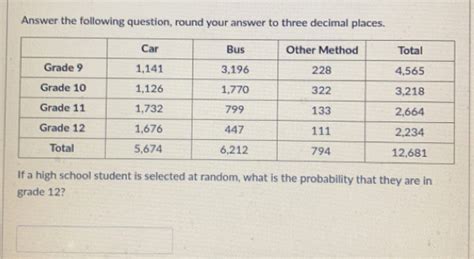 solved answer the following question round your answer to three