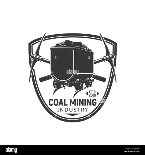Coal Mining Trolley And Crossed Picks Badge Mining Industry Equipment And Fossil Fuel