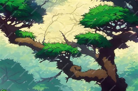 Anime Tree Background Premium Ai Generated Image