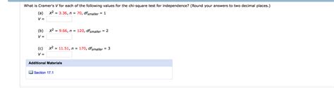 Solved What Is Cramer S V For Each Of The Following Values Chegg