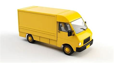 배송 서비스 및 운송의 흰색 배경 그림에 포장이 있는 노란색 배달 밴 배달 트럭 배달 차 배달 3d 배경 일러스트 및 사진 무료 다운로드 Pngtree