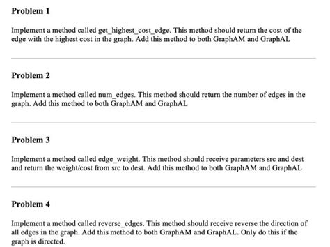 Implement A Method Called Get Highest Cost Edge This Chegg