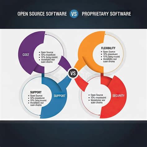 Comparison Of Open Source And Proprietary Software Advantages Stock