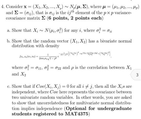Solved Consider x X1 X2 Xp Np μ Σ where μ μ1 μ2 μp Chegg com