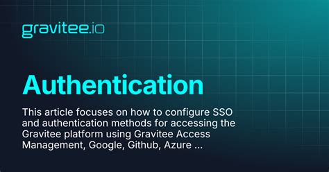 Authentication Gravitee Documentation