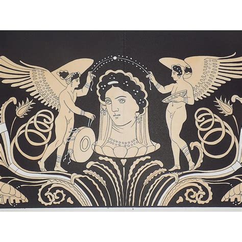 Antique 19th Century Lithograph Greek Vase Motifs Hand Colored Elephant