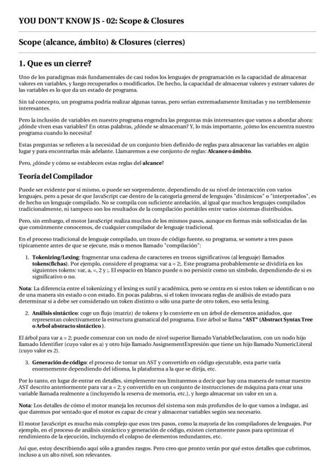 Pdf De Programación You Dont Know Js 02 Scope And Closures