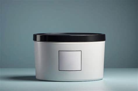 Premium Photo Elegant White Cosmetic Jar With Blank Label And Black Lid On Neutral Background