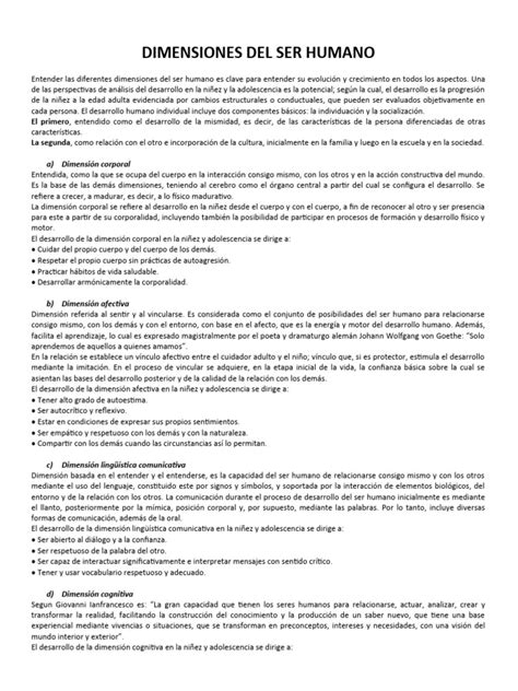Dimensiones Del Ser Humano Pdf
