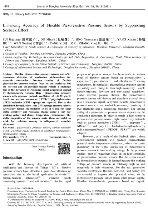 Pdf Enhancing Accuracy Of Flexible Piezoresistive Pressure Sensors By