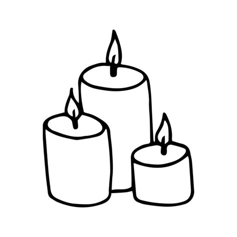 Enkele Kaarsen Pictogram Soncept Gezellig Huis Hygge Hand Getrokken