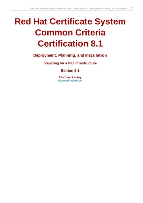 Red Hat Certificate System Common Criteria Certification 8 1