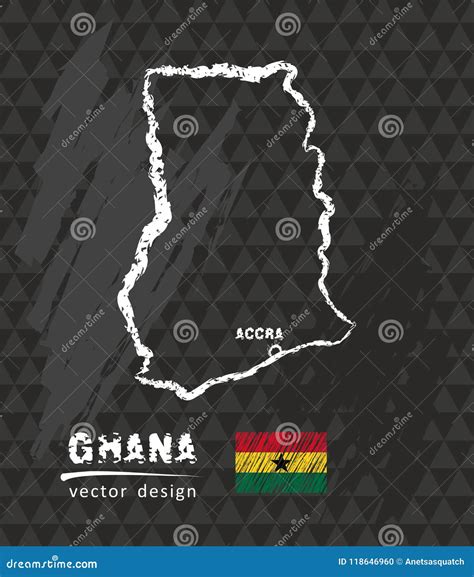 Map Of Ghana Chalk Sketch Vector Illustration Stock Vector