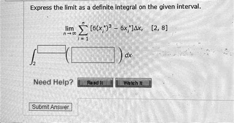 Solved Texts Express The Limit As A Definite Integral On The Given
