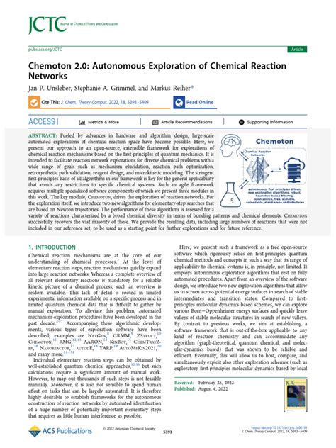 chemoton 2 0 autonomous exploration of chemical reaction networks pdf chemical reactions