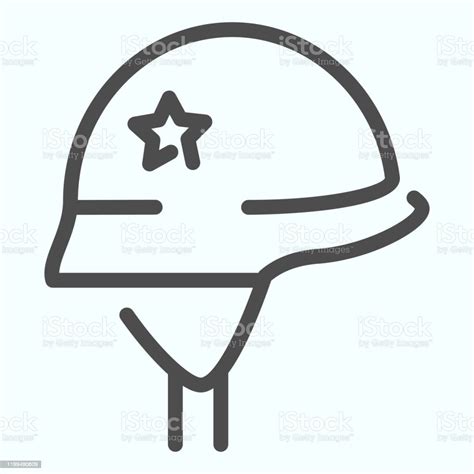 군사 헬멧 라인 아이콘입니다 미국 육군 헬멧 벡터 그림 흰색에 격리 웹 및 앱을 위해 디자인 된 균일 한 윤곽 선 스타일 디자인 Eps 10 10에 대한 스톡 벡터 아트 및
