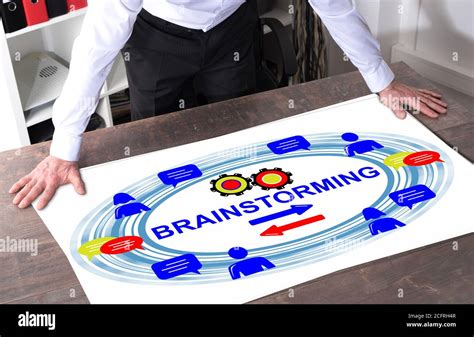 Man Watching A Brainstorming Concept Placed On A Desk Stock Photo Alamy