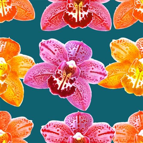 Orchid Phalaenopsis Seamless Pattern Texture Of Flowers Flora Stock