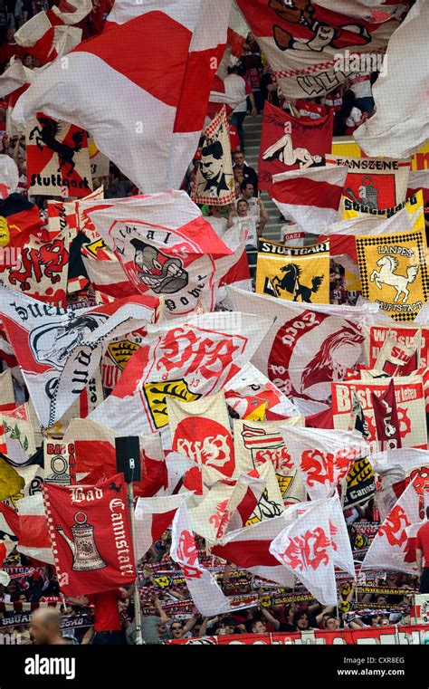 Crowd Fans Flags Spectators VfB Stuttgart Soccer Club Mercedes