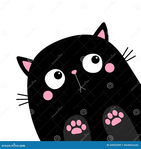 Cat Face Head Silhouette In The Corner Paw Print Black Kitten Cute