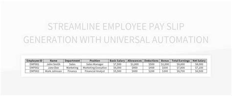 Streamline Employee Pay Slip Generation With Universal Automation Excel