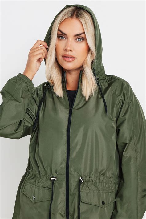 Yours Plus Size Khaki Green Drawstring Lightweight Parka Jacket Yours