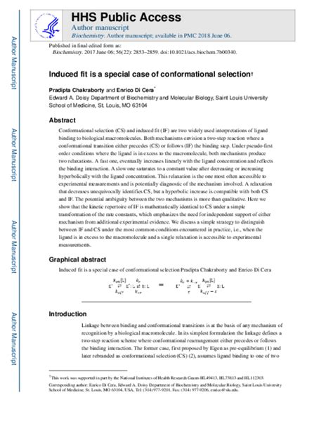 Pdf Induced Fit Is A Special Case Of Conformational Selection