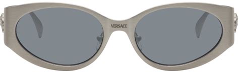 Versace Silver La Medusa Oval Sunglasses Ssense