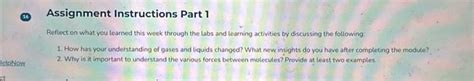 Solved Assignment Instructions Part Reflect On What You Chegg