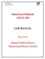 Numerical Methods Lab Manual Spring 2018 S7 Pdf Qatar University College Of Engineering