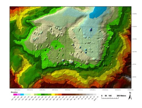 two triangulated irregular network tin digital surface models colored